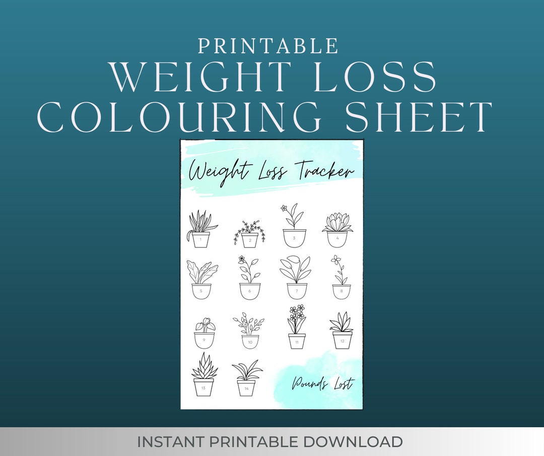 House Plant Weight Loss Colouring Page, Colouring Weight Loss Tracker ...