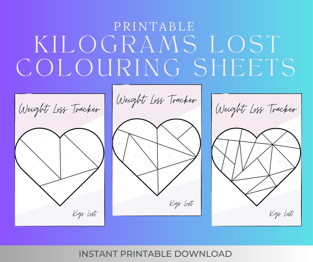 Heart Icon Weight Loss Colouring Page, KG Weight Loss Tracker ...