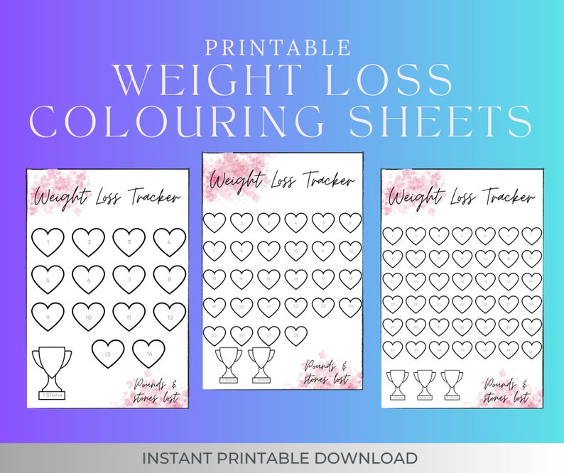 Heart Icon Weight Loss Colouring Page, Weight Loss Tracker, Printable ...