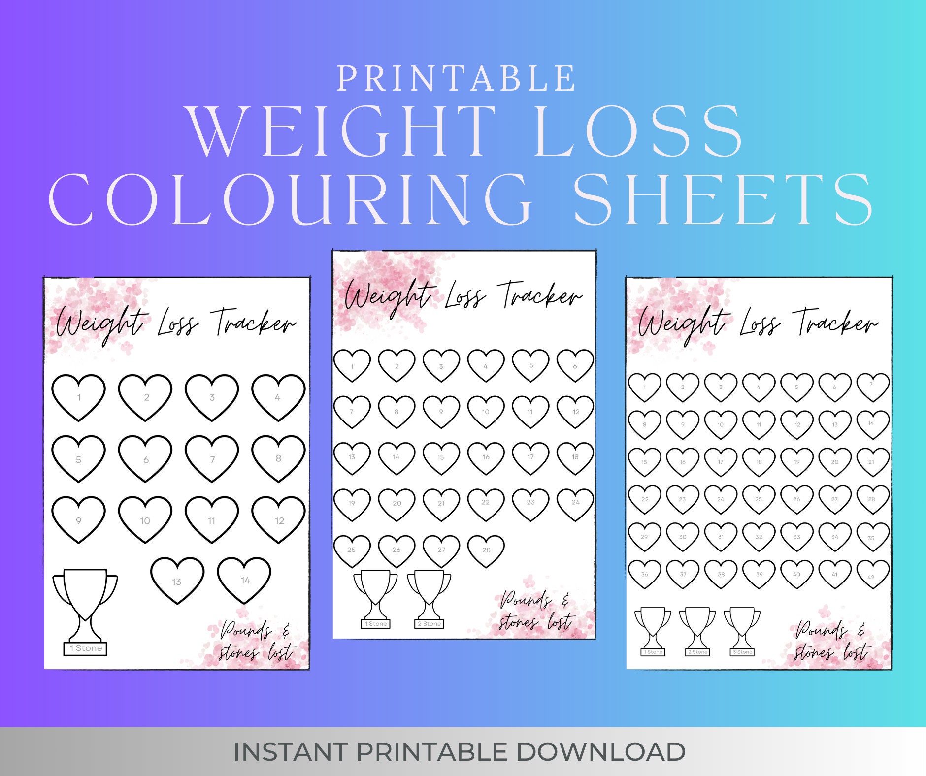 Heart Icon Weight Loss Colouring Page, Weight Loss Tracker, Printable ...