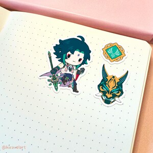Genshin Sticker Sheet | Cute Xiao Sticker Sheet Kawaii Anime Sticker ...