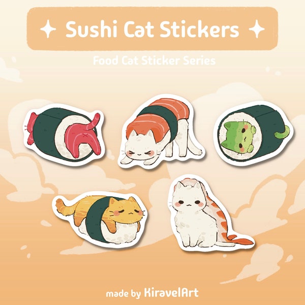 Kawaii Cat Food Stickers - Etsy