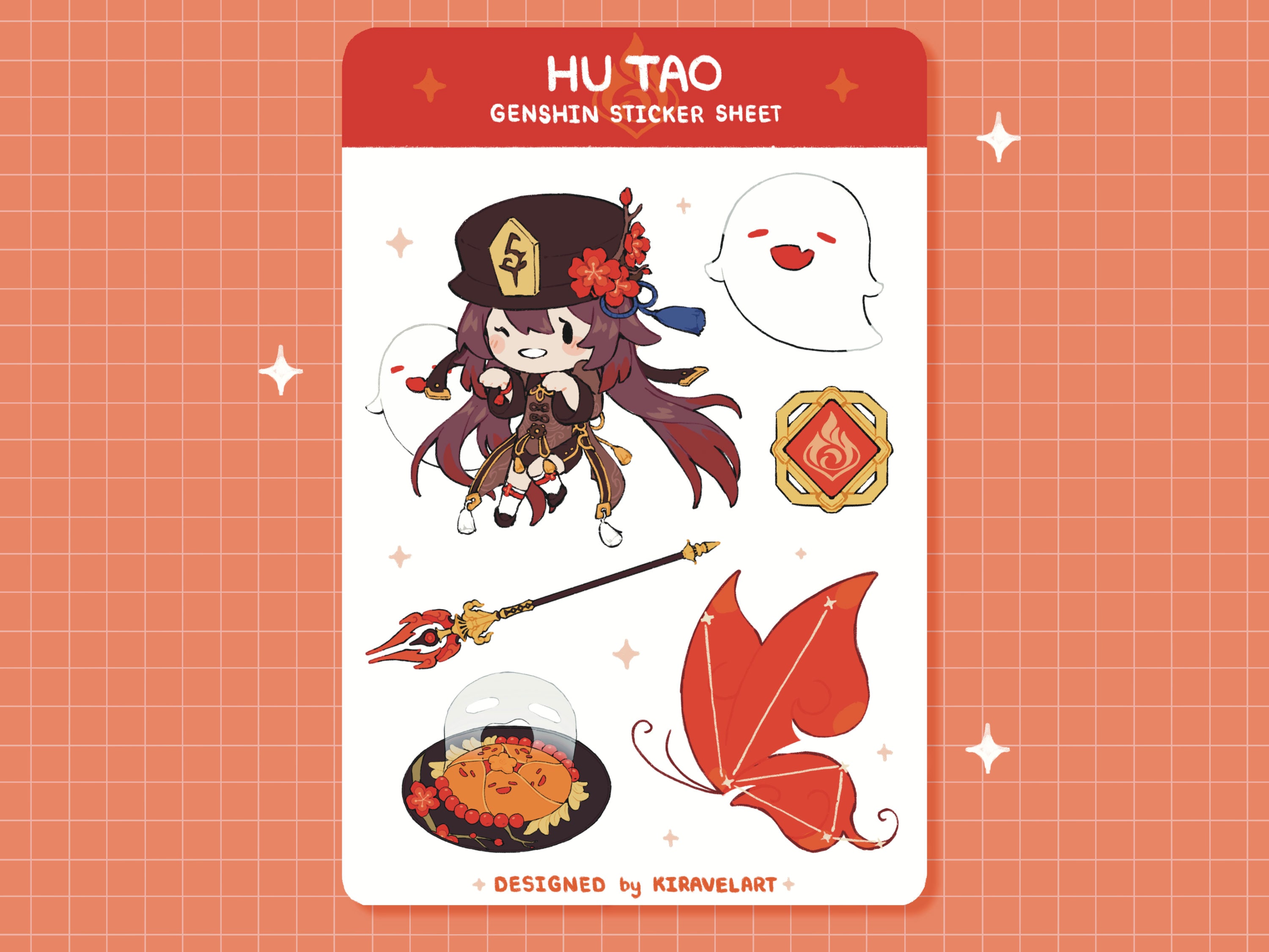Genshin Sticker Sheet Cute Hu Tao Sticker Sheet Kawaii Anime Sticker ...