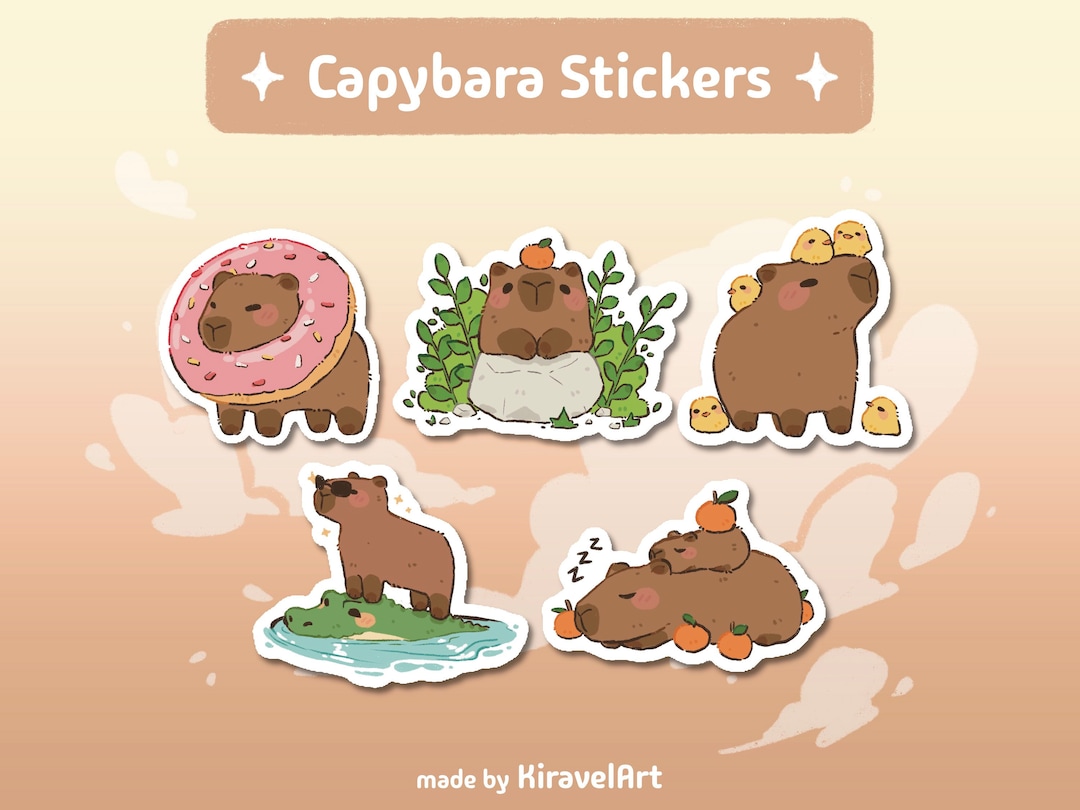 Cute Capybara Sticker Set Cute Capybaras Sticker Pack Waterproof ...