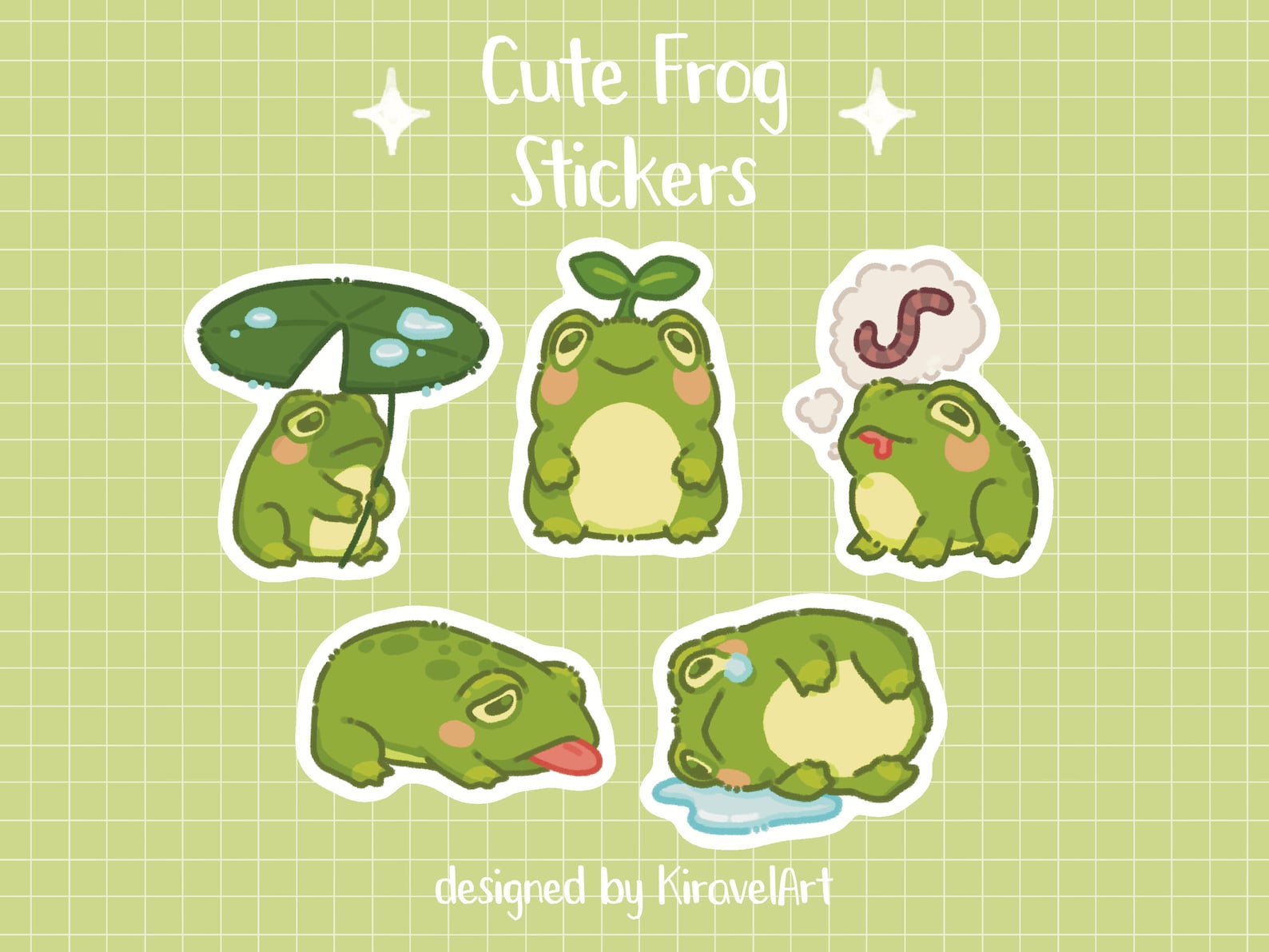 Cute Frog Sticker Set Cute Frog Sticker Pack Waterproof - Etsy