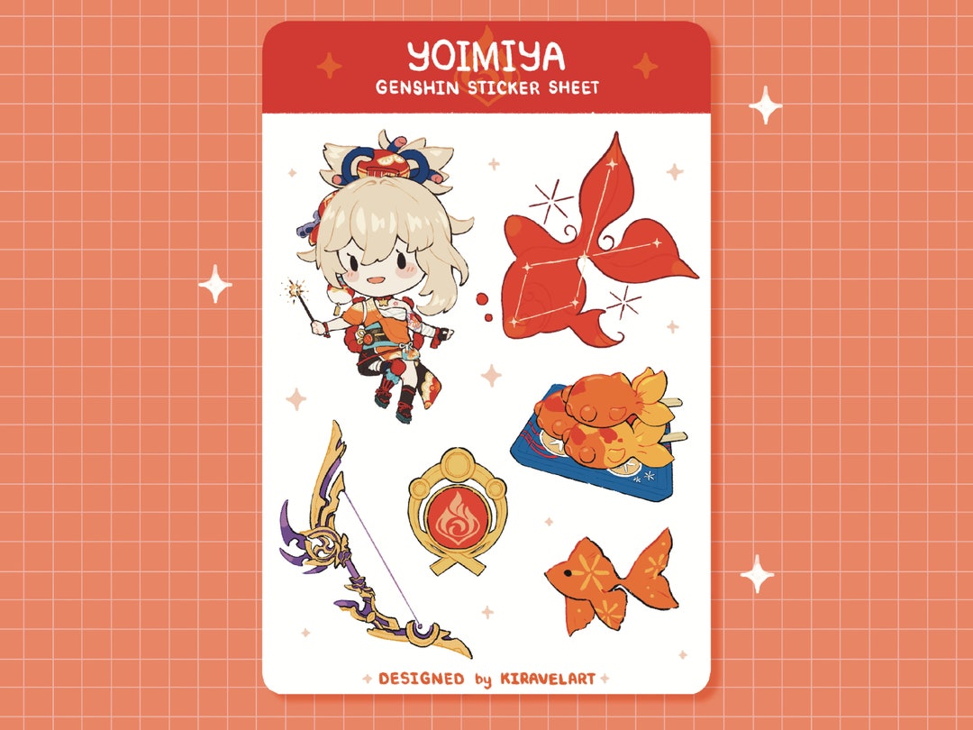 Genshin Sticker Sheet Cute Yoimiya Sticker Sheet Kawaii Anime Sticker ...