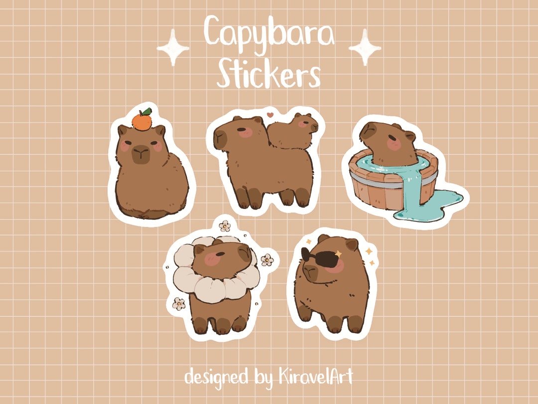 Cute Capybara Sticker Set Cute Capybaras Sticker Pack Waterproof ...