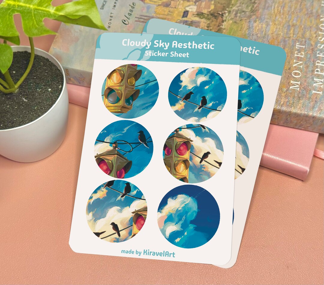 Cloud Aesthetic Sticker Sheet | Sky Sticker Sheet Blue Stickers Pretty ...