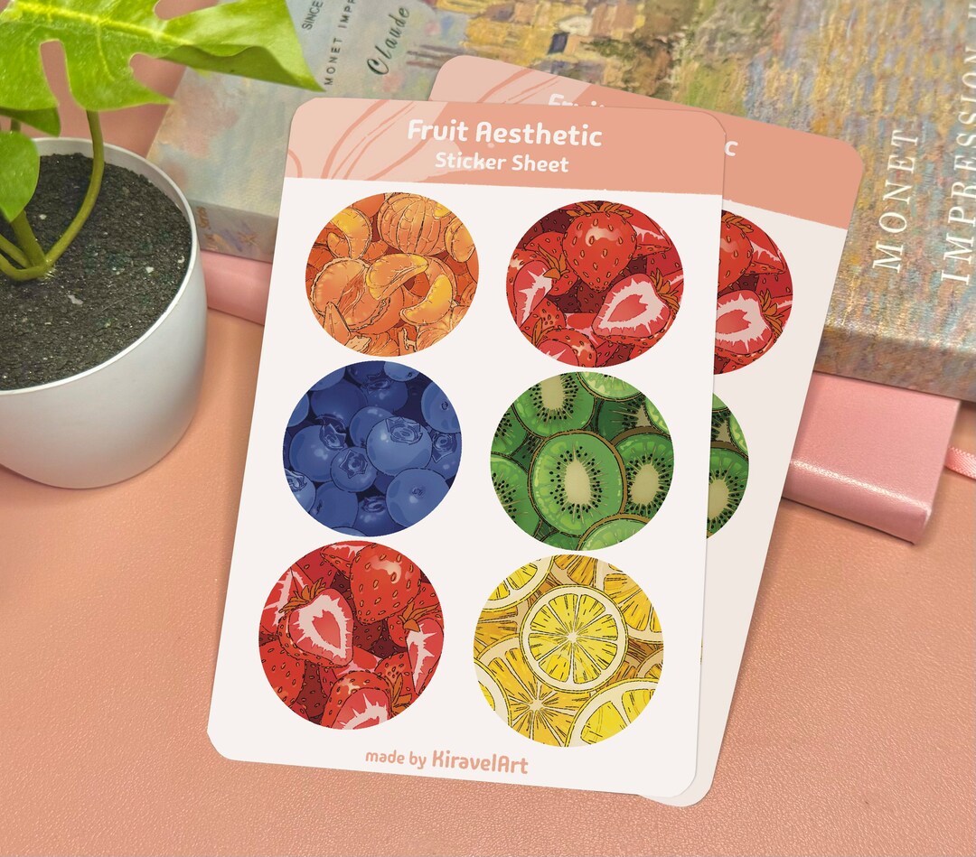 Fruit Aesthetic Sticker Sheet | Strawberry Sticker Sheet Jam Stickers ...