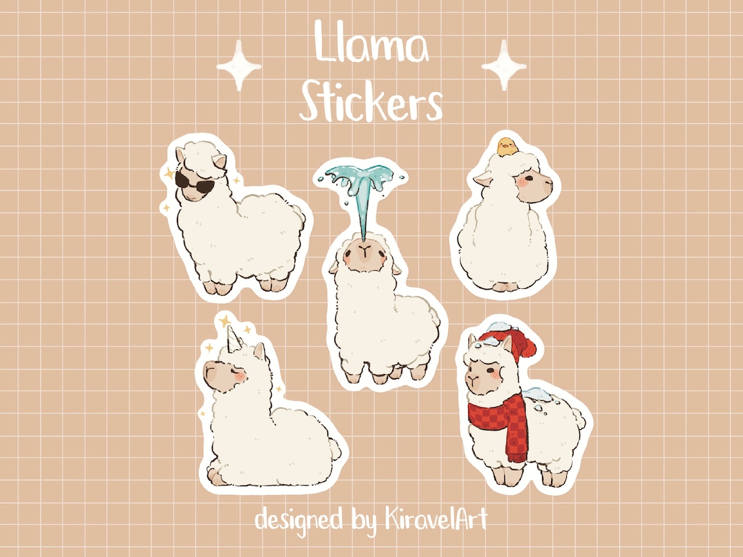 Cute Llama Sticker Set Cute Alpaca Sticker Pack Waterproof Stickers ...