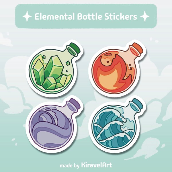 Elemental Bottle Stickers - Etsy