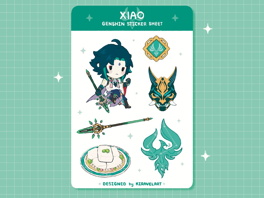 Genshin Sticker Sheet Cute Xiao Sticker Sheet Kawaii Anime Sticker ...
