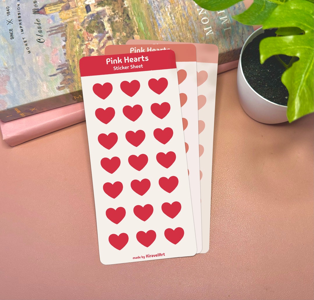Cute Pink Heart Sticker Sheets | Cute Pink Sticker Sheet Kawaii ...