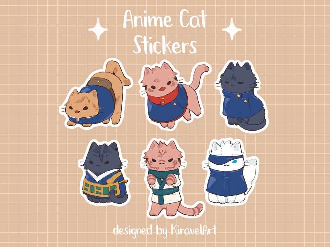 Cute Anime Sticker Set Cute Cat Sticker Pack Waterproof Stickers Animal ...