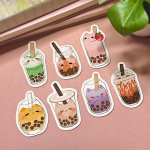 Boba Cat Sticker Set | Cute Cat Sticker Waterproof Durable Stickers ...