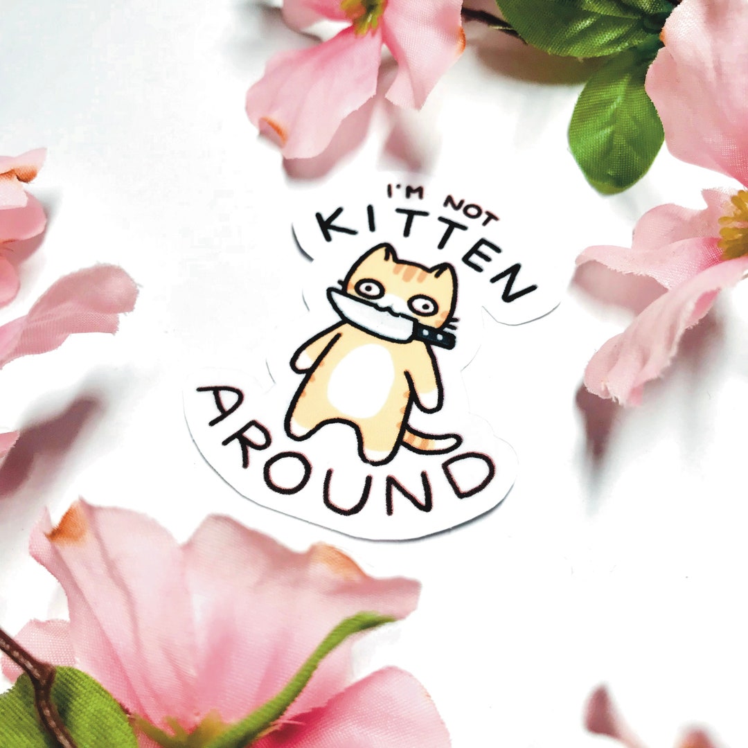 Cute Cat Sticker Cat Knife Meme Sticker Kawaii Sticker - Etsy