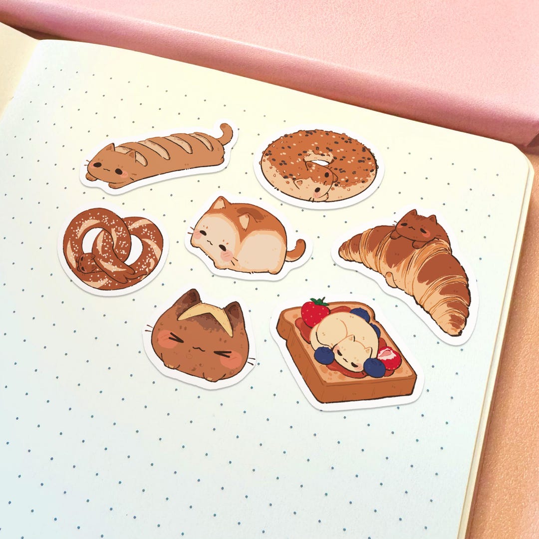 Bread Cat Sticker Set | Cute Cat Sticker Waterproof Durable Stickers ...