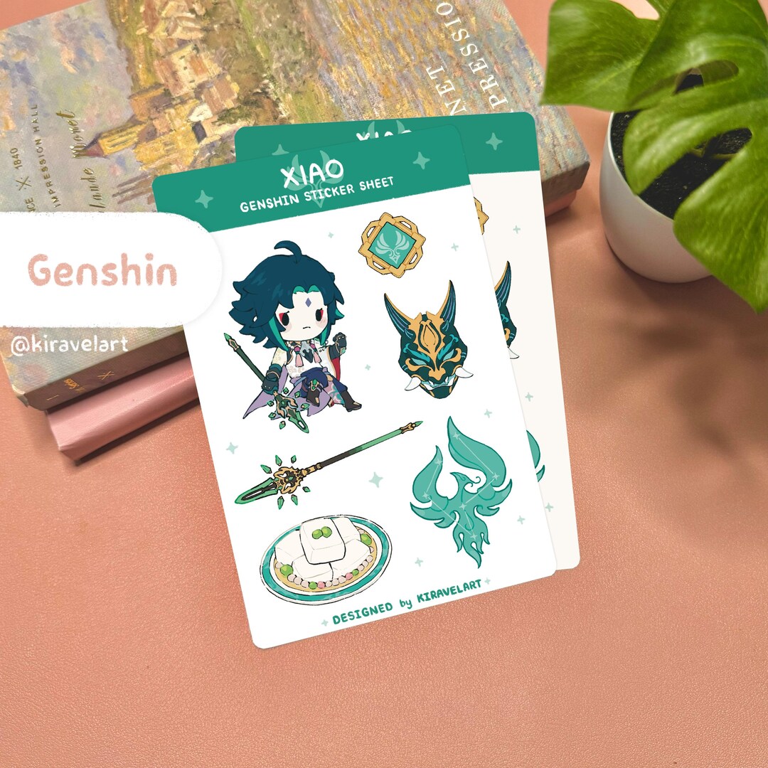 Genshin Sticker Sheet | Cute Xiao Sticker Sheet Kawaii Anime Sticker ...