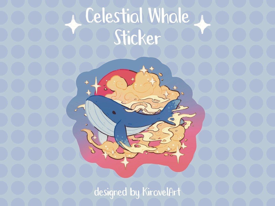 Cute Celestial Whale Sticker Aesthetic Sticker Cute Whale Sticker ...