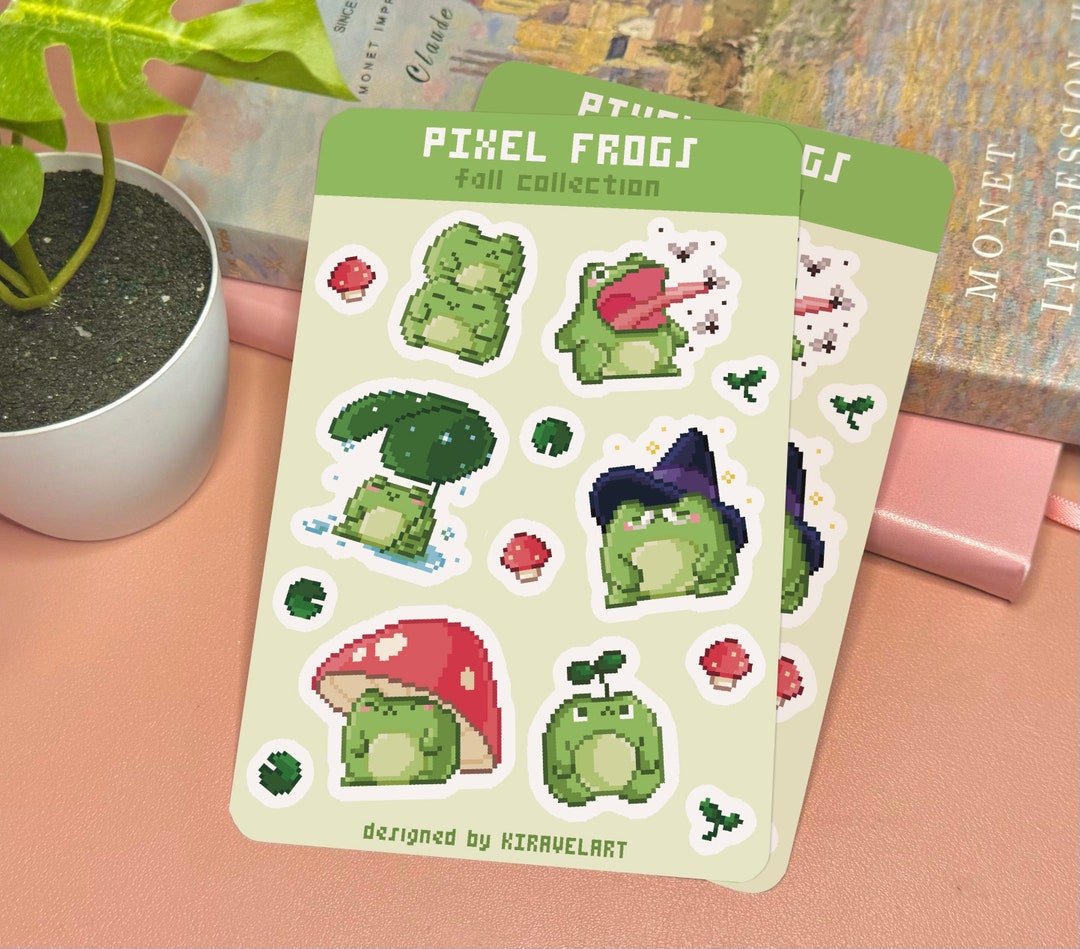 Pixel Sticker Frog | Sticker Sheet Retro Sticker Set Vinyl Sticker Pack ...
