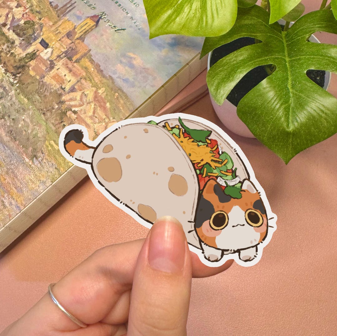Cute Cat Sticker | Taco Cat Sticker Kawaii Sticker Cute Sticker Vinyl ...
