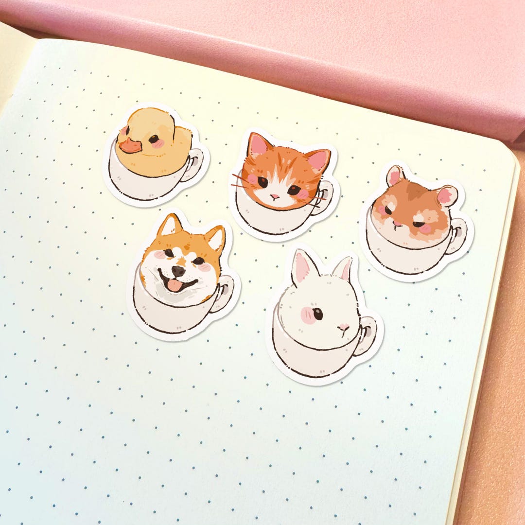 Cute Animals Sticker Set | Cute Cat Sticker Waterproof Stickers Kawaii ...