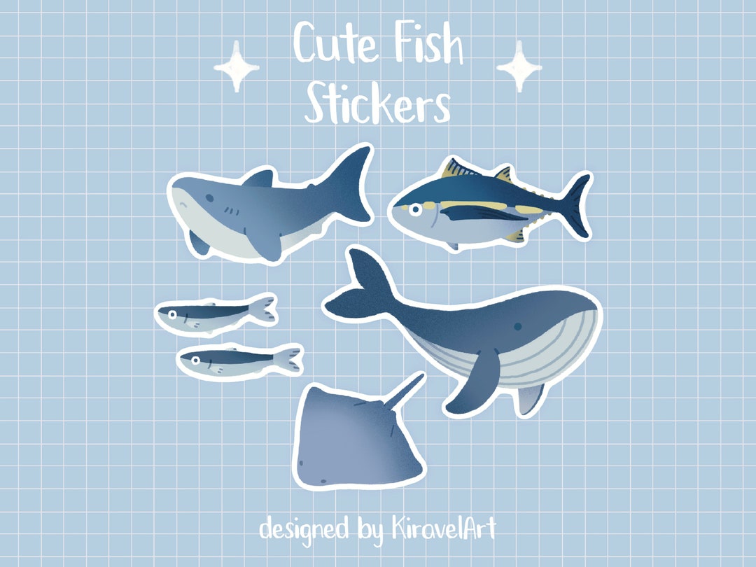 Cute Fish Sticker Set Cute Fish Sticker Pack Waterproof Stickers Whale ...