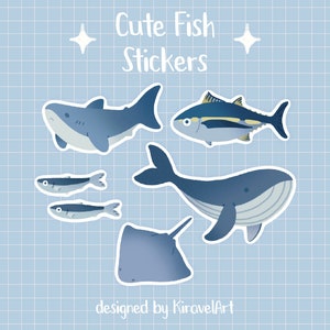 Cute Fish Sticker Set Cute Fish Sticker Pack Waterproof Stickers Whale ...