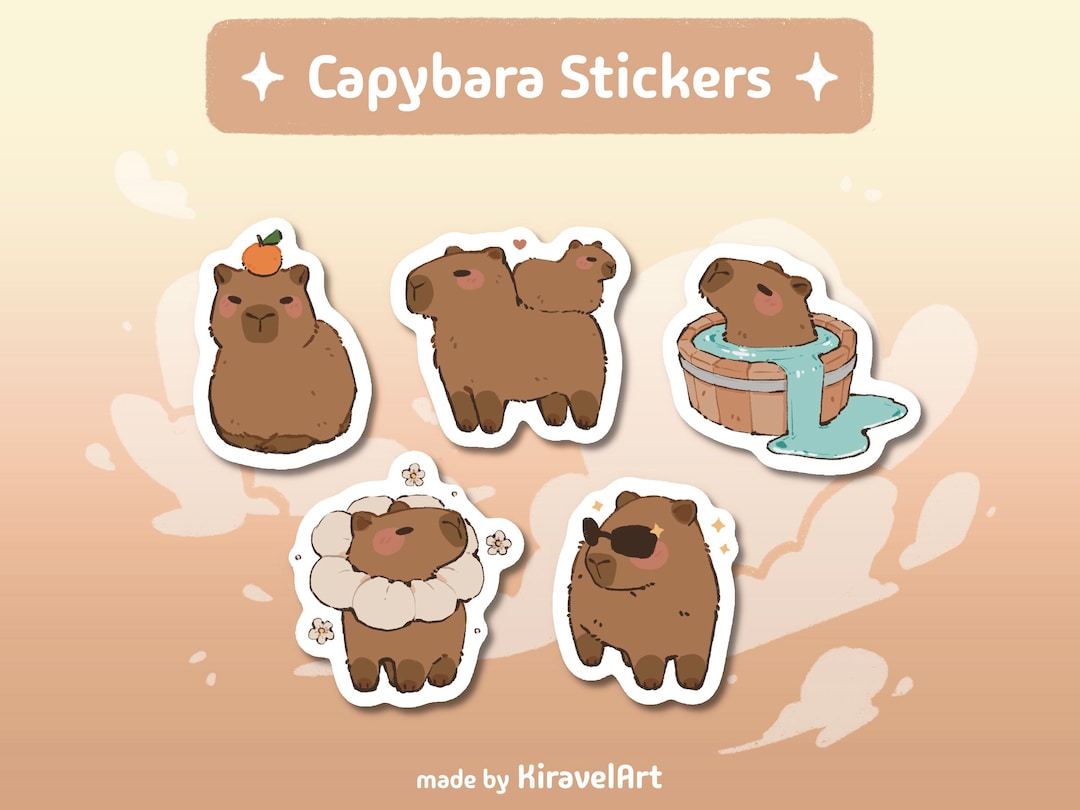 Cute Capybara Sticker Set Cute Capybaras Sticker Pack Waterproof ...