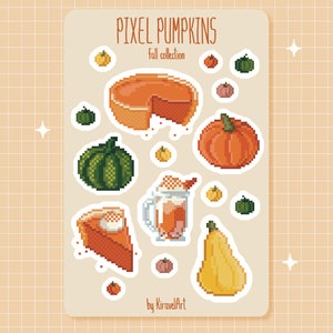 Pixel Sticker Bundle Fall Sticker Retro Kids Sticker Set Vinyl Sticker ...
