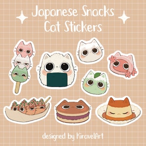 Japanese Snacks Cat Sticker Set Cute Cat Sticker Pack Waterproof ...