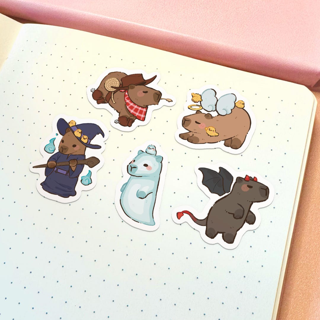 Cute Capybara Sticker Set | Kawaii Capybaras Sticker Pack Waterproof ...