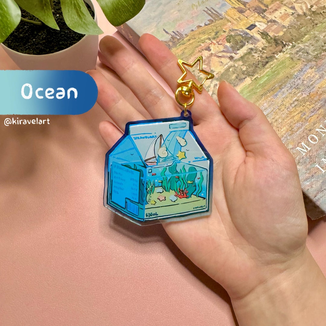 Acrylic Keychain | Sea Shell Keychain Cute Ocean Aesthetics Kawaii Blue ...