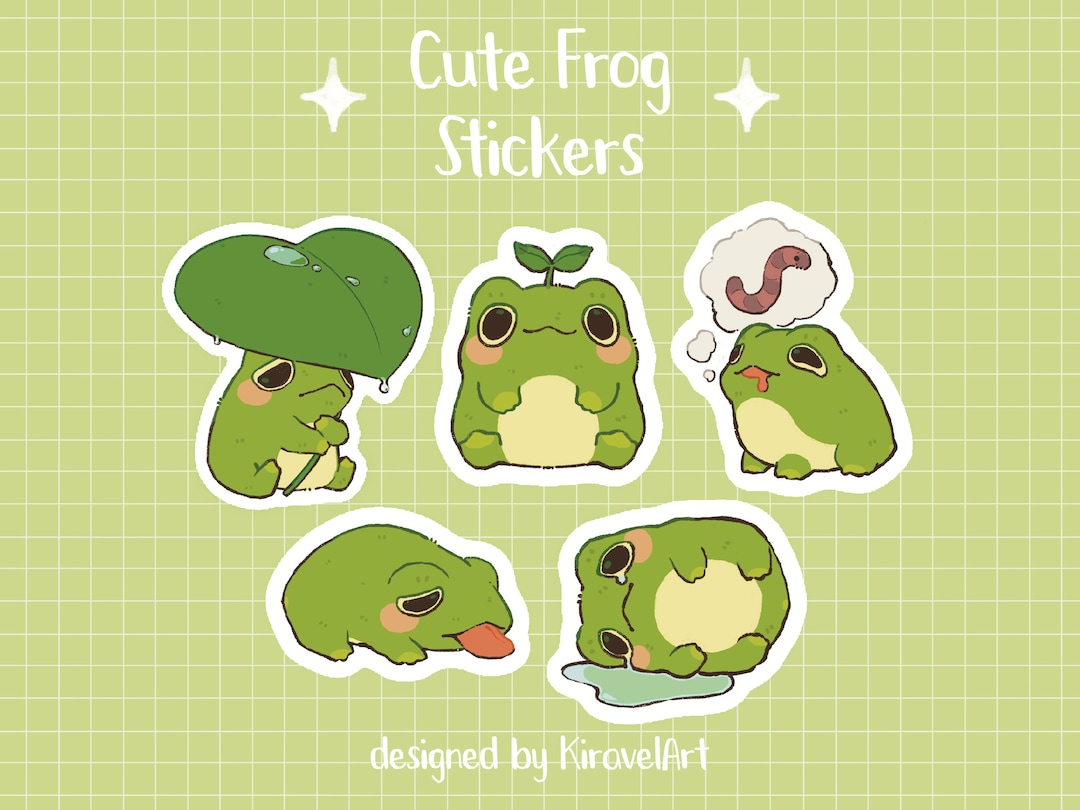 Cute Frog Sticker Set Cute Frog Sticker Pack Waterproof Stickers Matte ...