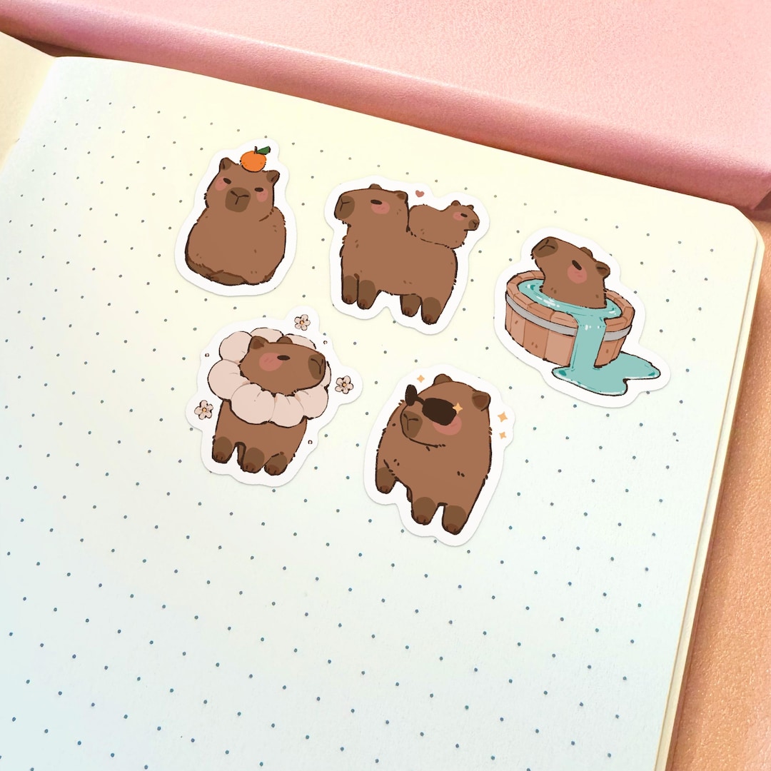 Cute Capybara Sticker Set | Cute Capybaras Sticker Pack Waterproof ...