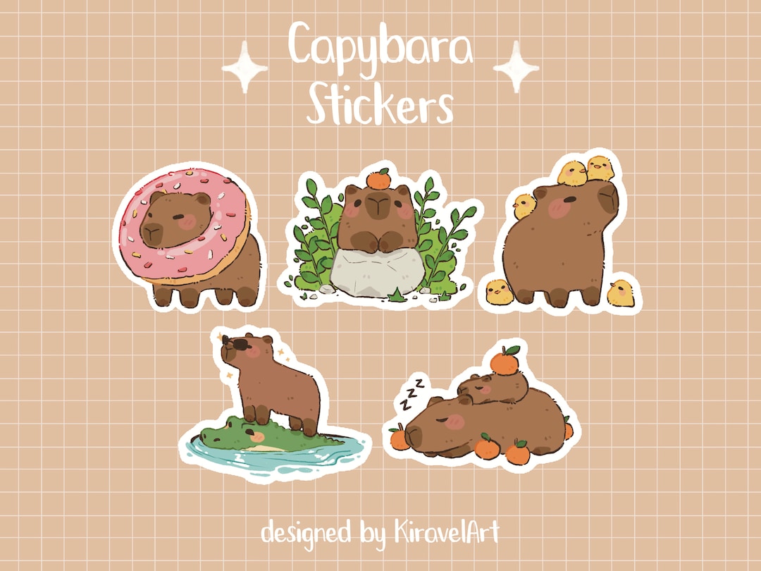 Cute Capybara Sticker Set Cute Capybaras Sticker Pack Waterproof ...