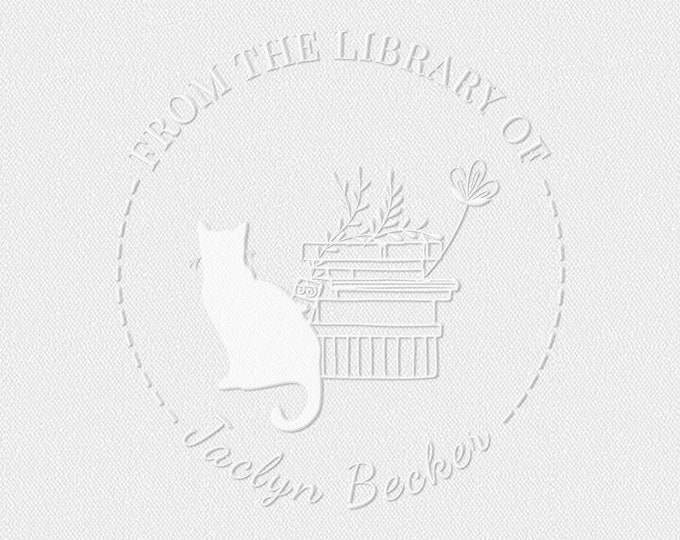 Custom CAT Book Embosser Monogram Book Stamp Embosser Rubber Stamp ...