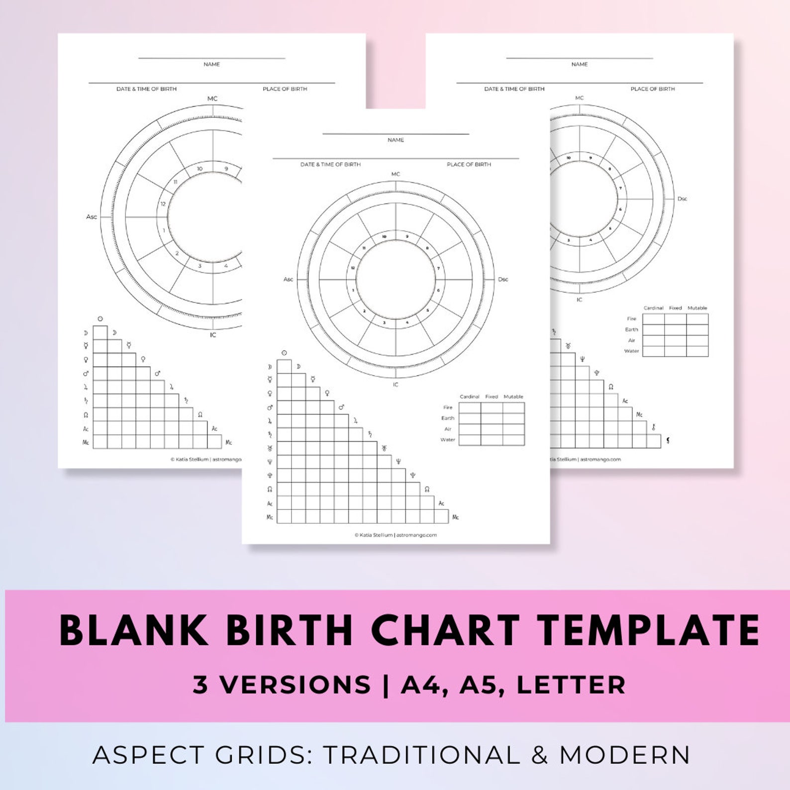 Blank Birth Chart Template | Blank Natal Chart | Birth Chart Worksheet ...