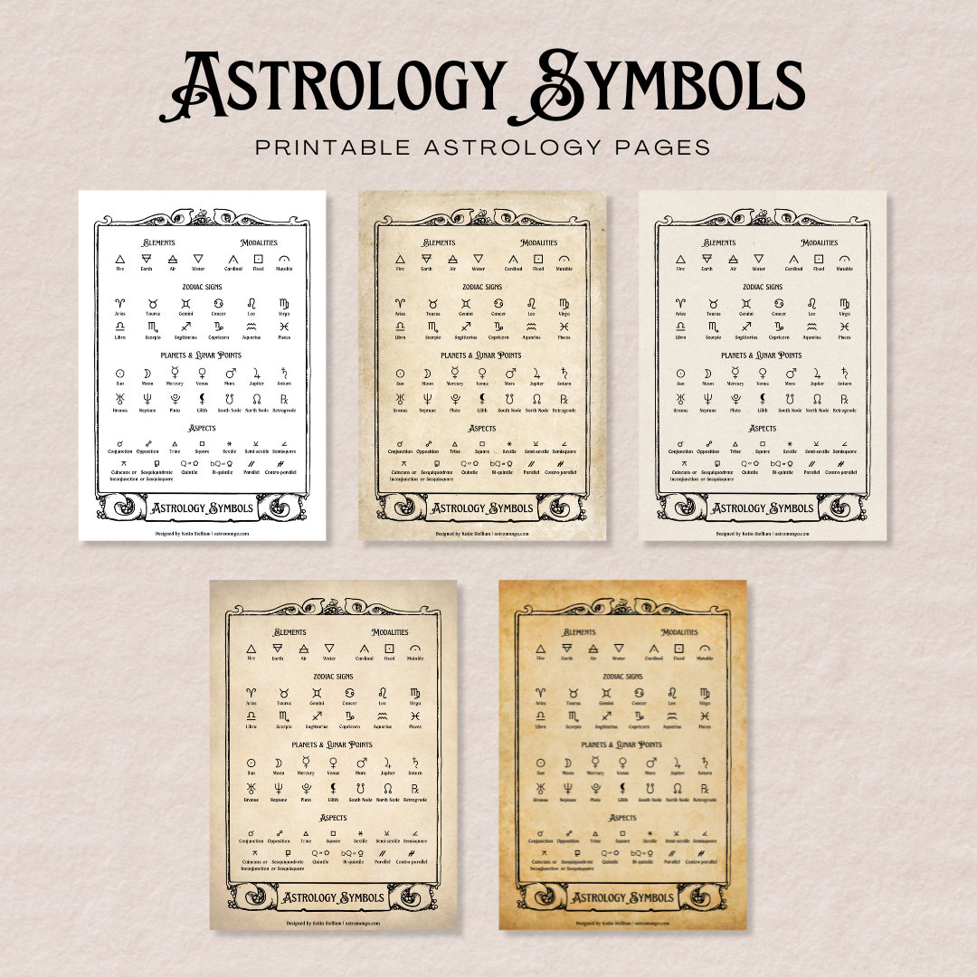 Astrology Symbols Printable | Astrology Glyphs | Astrology Workbook ...