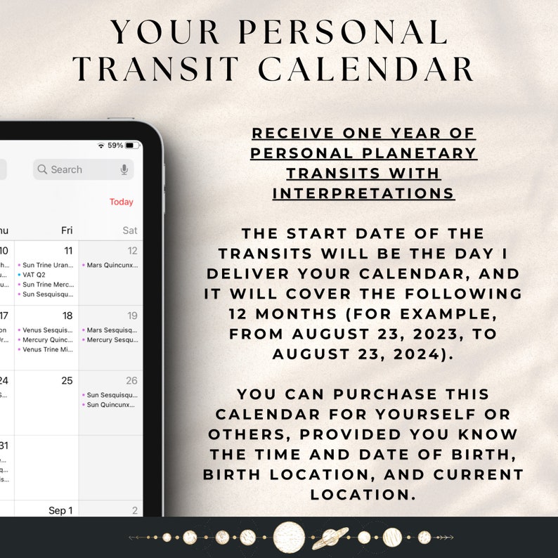 Personal Astrology Calendar for 1 Year | Personal Astrology Transits ...
