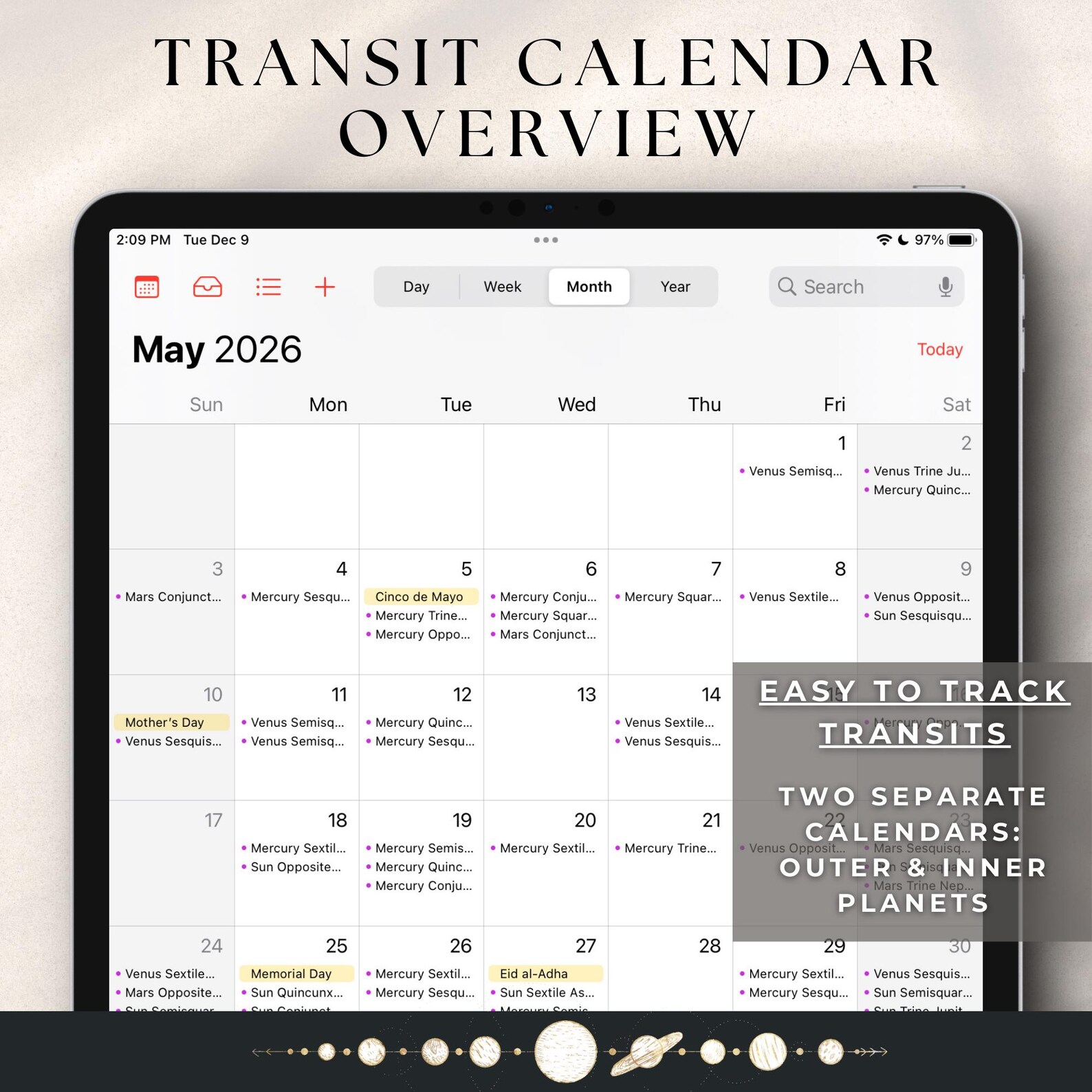 Personal Astrology Calendar for 1 Year | Personal Astrology Transits ...