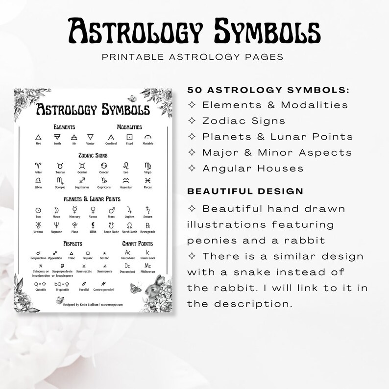 Printable Astrology Symbols and Glyphs | Astrology Workbook | Astrology ...