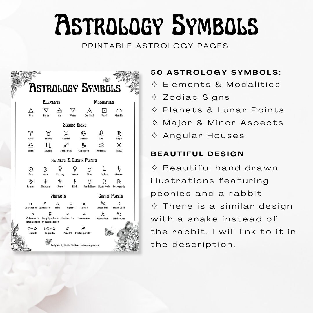 Printable Astrology Symbols and Glyphs | Astrology Workbook | Astrology ...