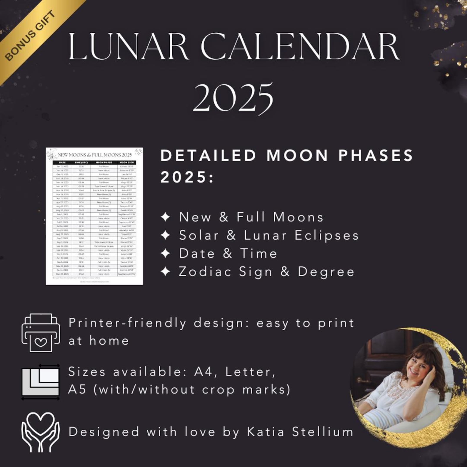 Lunar Calendar Printable | Moon Calendar | Lunar Phases | Moon Phases ...