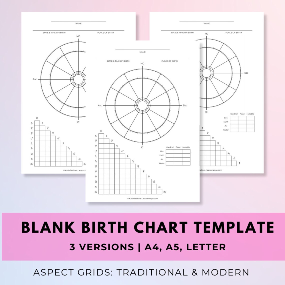 Blank Astrology Birth Chart | Blank Natal Chart | Blank Birth Chart ...