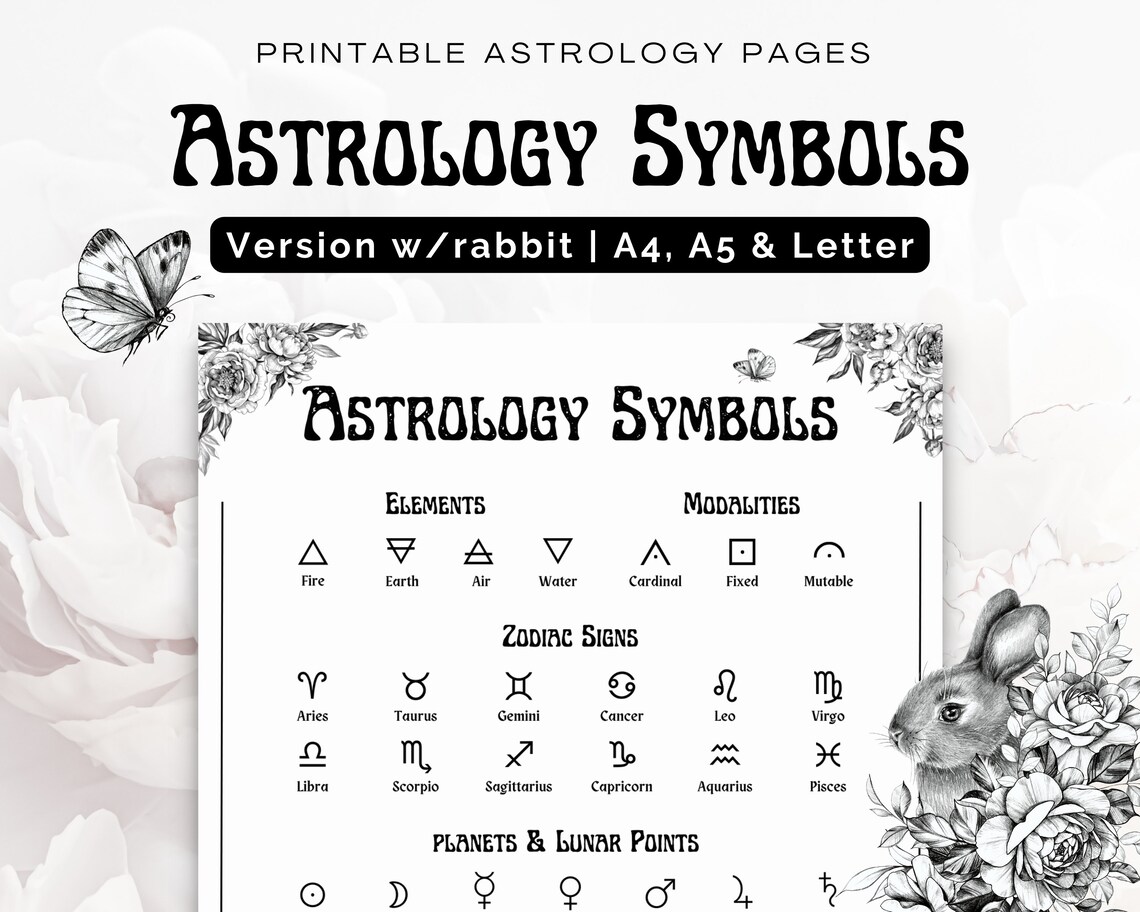 Printable Astrology Symbols and Glyphs Astrology Workbook - Etsy