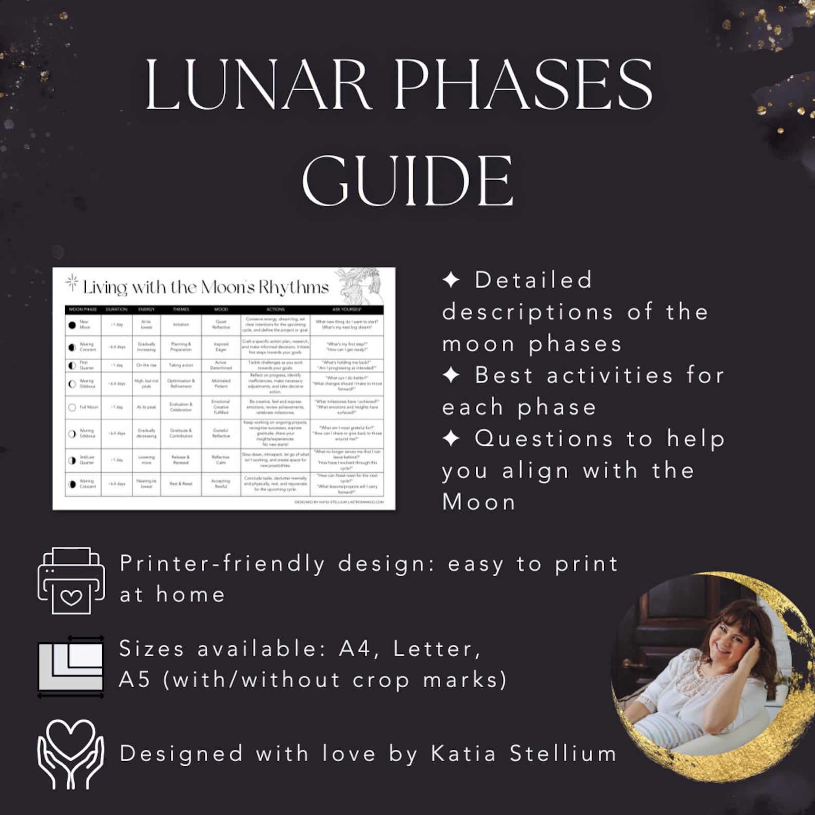 Lunar Phases Printable Guide | Moon Phases Printable | Moon Pages ...