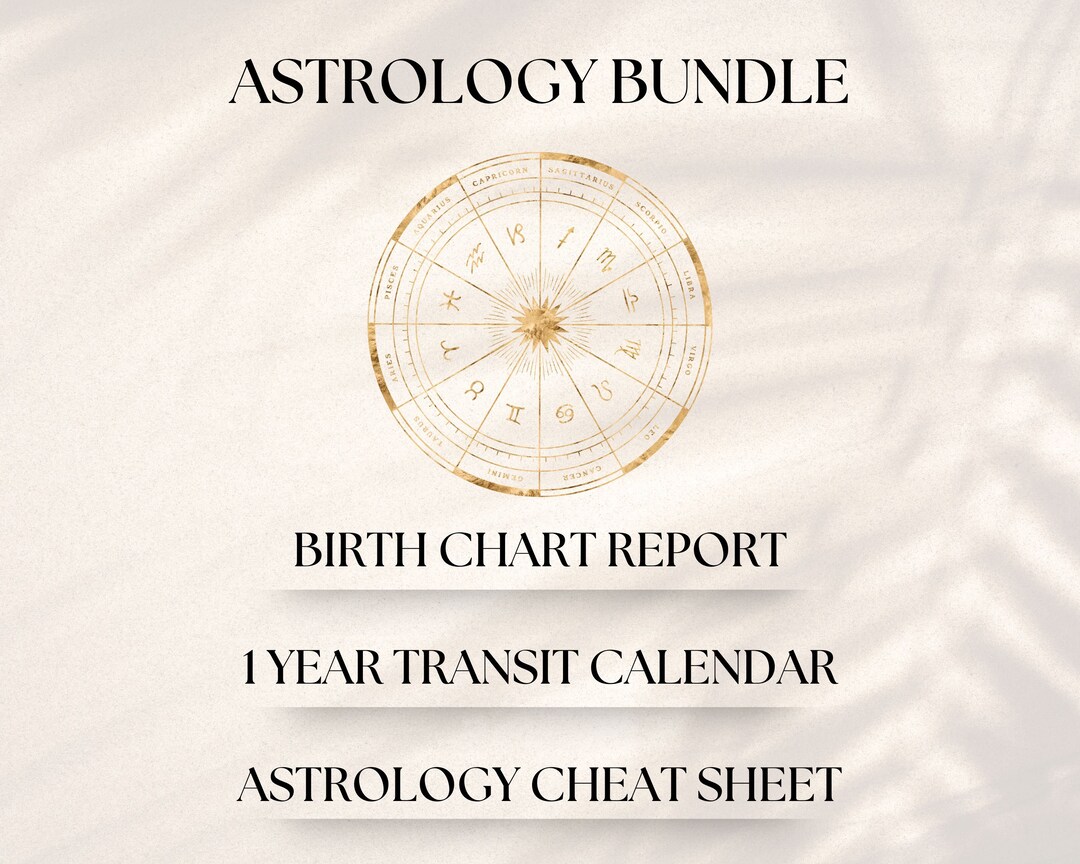 Birth Chart Report + 1 Year Transit Calendar + Astrology Cheat Sheet ...