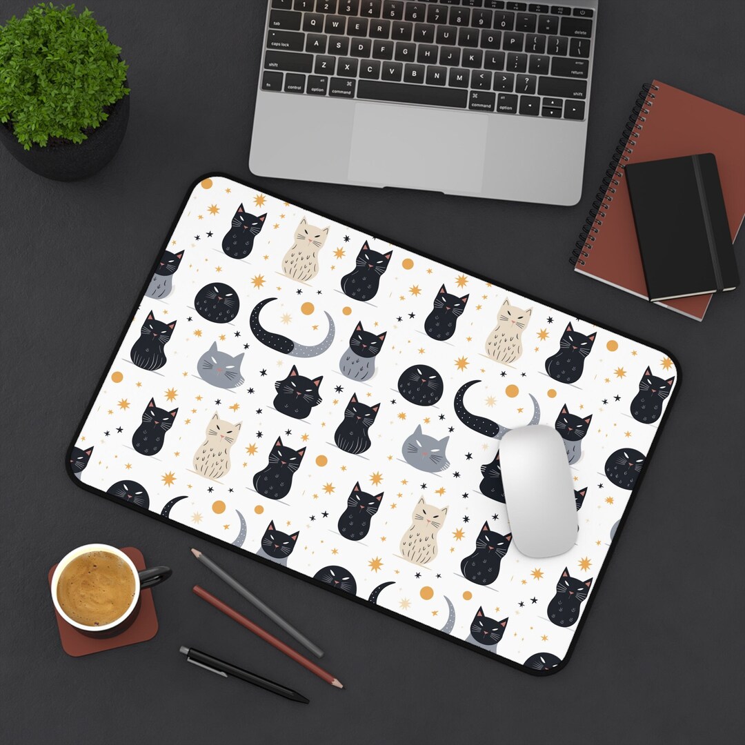 Desk Mat Cat Mouse Pad Moon Phases Cats Desk Mat Feline - Etsy