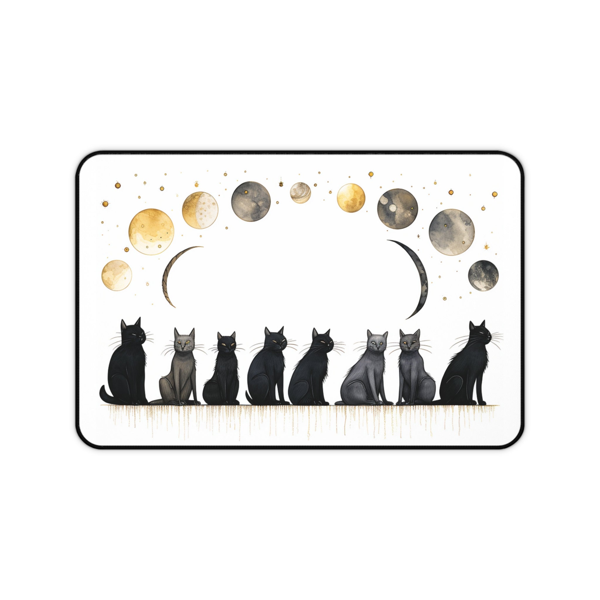 Moon Phases Cats Desk Mat Mouse Pad Notebook Pad Relaxation - Etsy